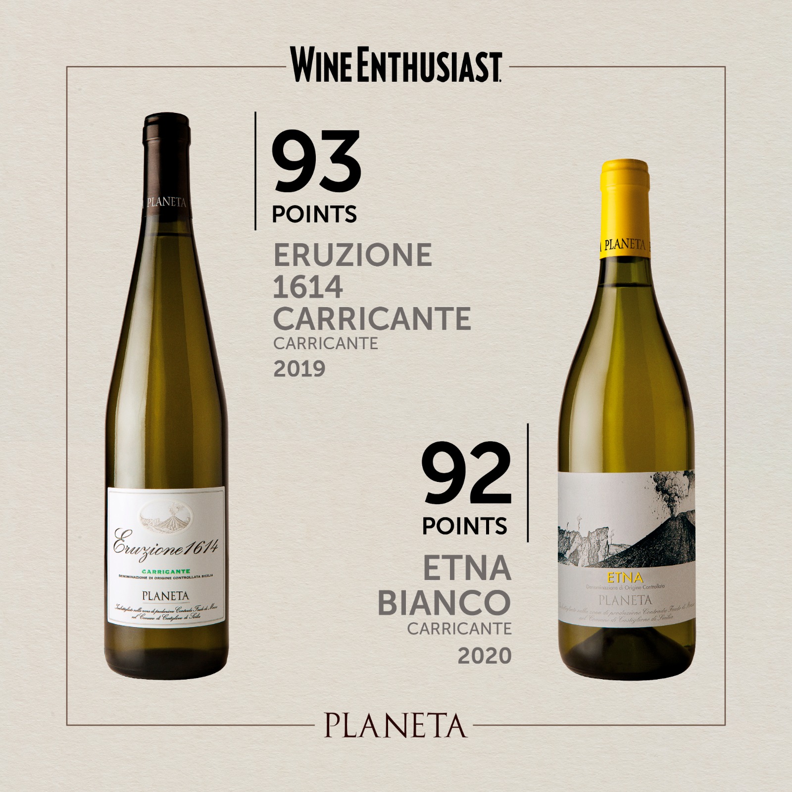 I nostri vini dell'Etna premiati da Wine Enthusiast | Planeta Vini
